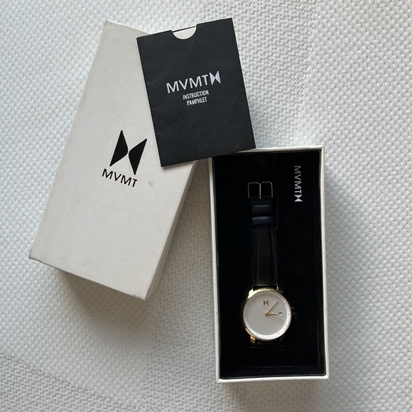MVMT | Accessories | Mvmt Black Gold Leather Watch | Poshmark
